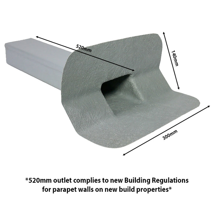 Parapet Wall GRP Roof Drain Outlet - 520mm Long – Flat Roofing Systems
